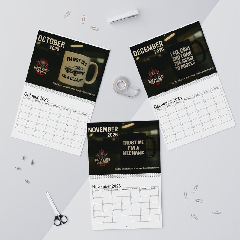 Mechanic Quotes 2026 Wall Calendars, Garage Decor, Automotive Calendar ...