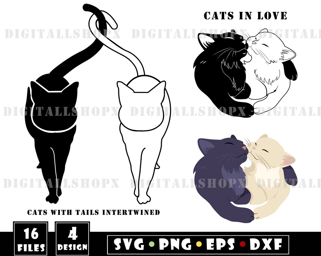 Valentine's Day Cats Digital DOWNLOAD PNG & SVG , Valentine Cats Bundle ...