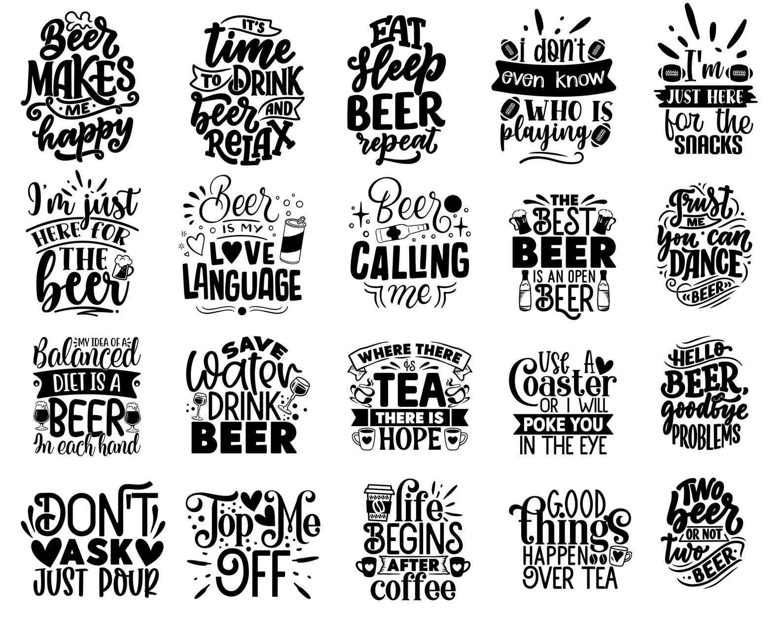 Beer Svg BIG Bundle, Funny Alcohol Svg Bundle, Beer Quotes SVG Designs ...