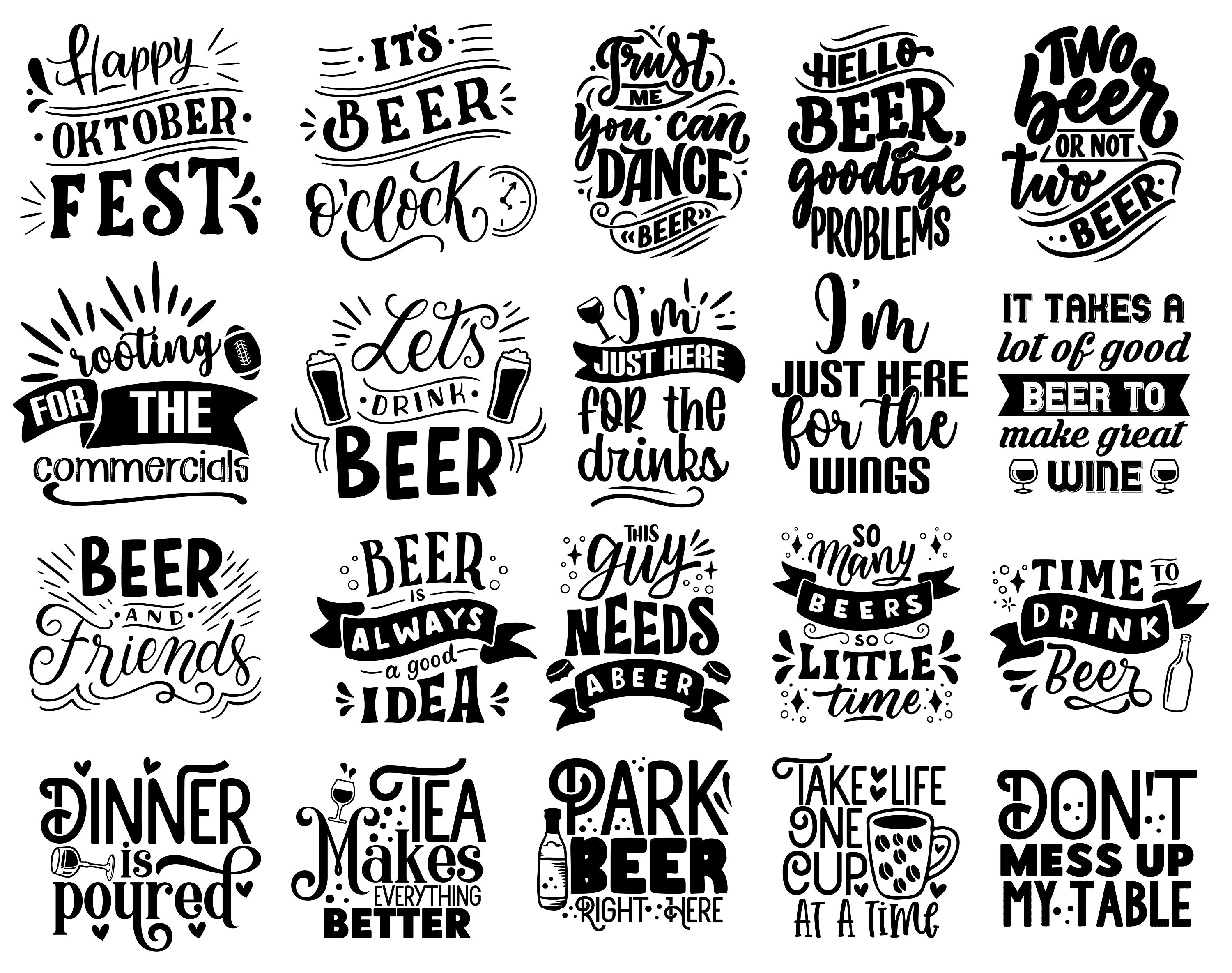 Beer Svg Big Bundle Funny Alcohol Svg Bundle Beer Quotes Svg Designs Beer Glass Svg Beer Mug
