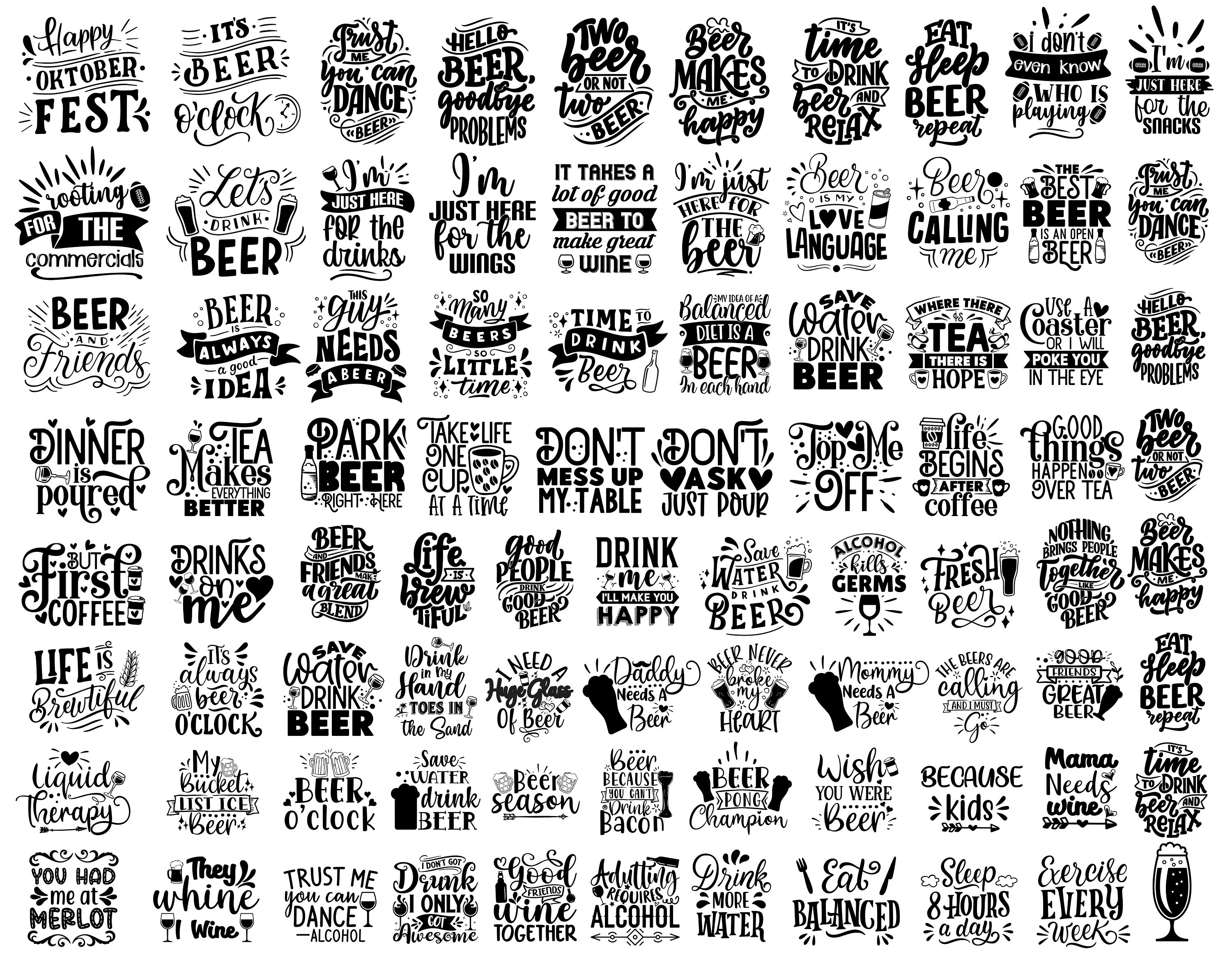 Beer Svg BIG Bundle, Funny Alcohol Svg Bundle, Beer Quotes SVG Designs ...