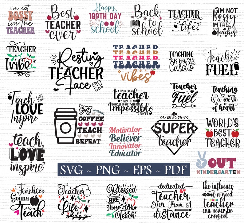 Funny Teacher Svg, Teacher Svg Bundle, Teacher Svg, School Svg, Teacher ...