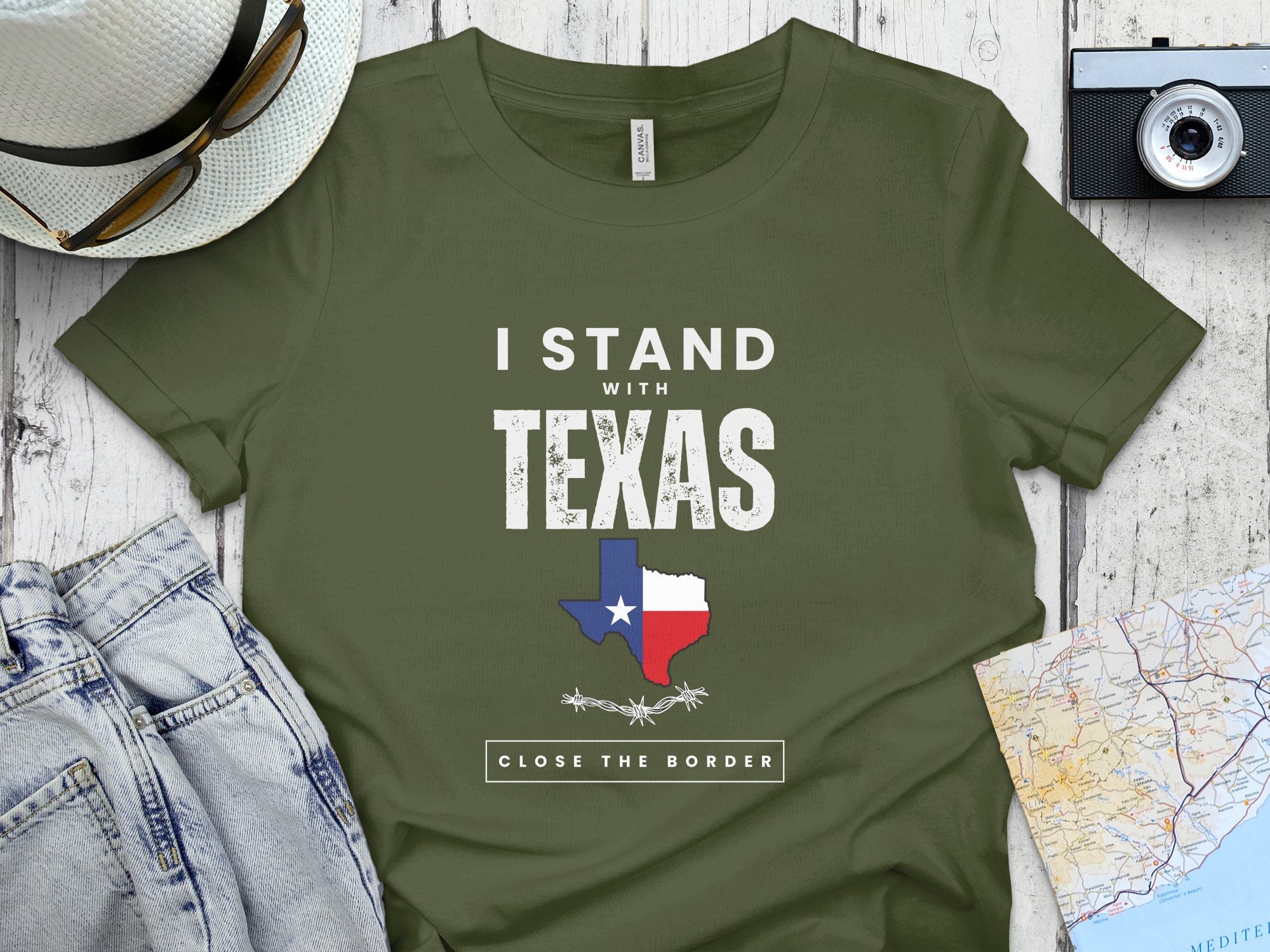I Stand With Texas Close the Border Patriotic T-shirt, Texas Support ...