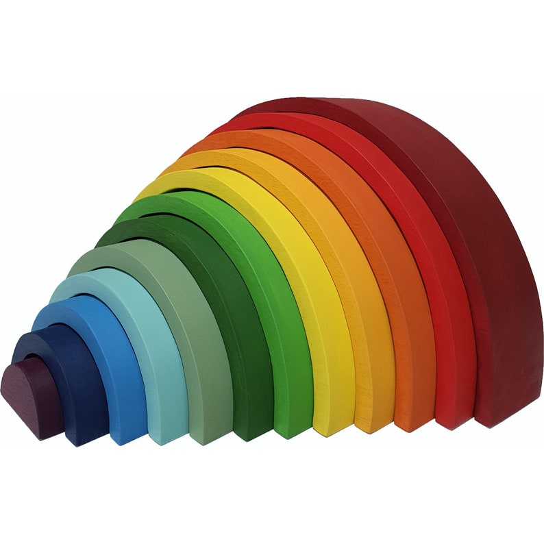 Large Wooden Rainbow Stacker 12pcs Rainbow Stacker Toy - Etsy