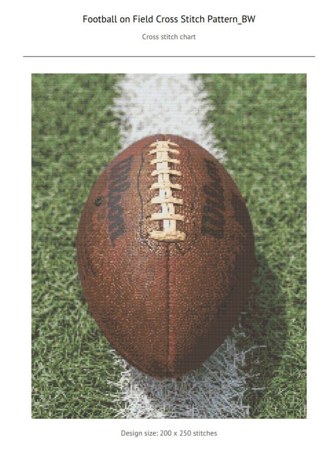 Football on Field Cross Stitch Pattern, Instant Download - Etsy