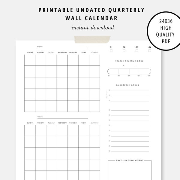 Quarterly Calendar - Etsy