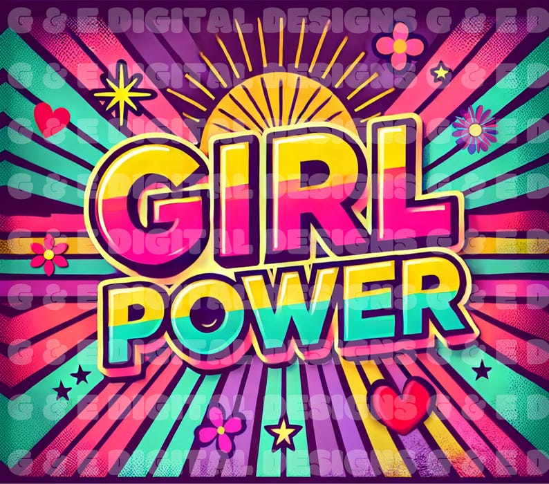 Girl Power Tumbler Wrap | Seamless PNG Sublimation Design (digital ...