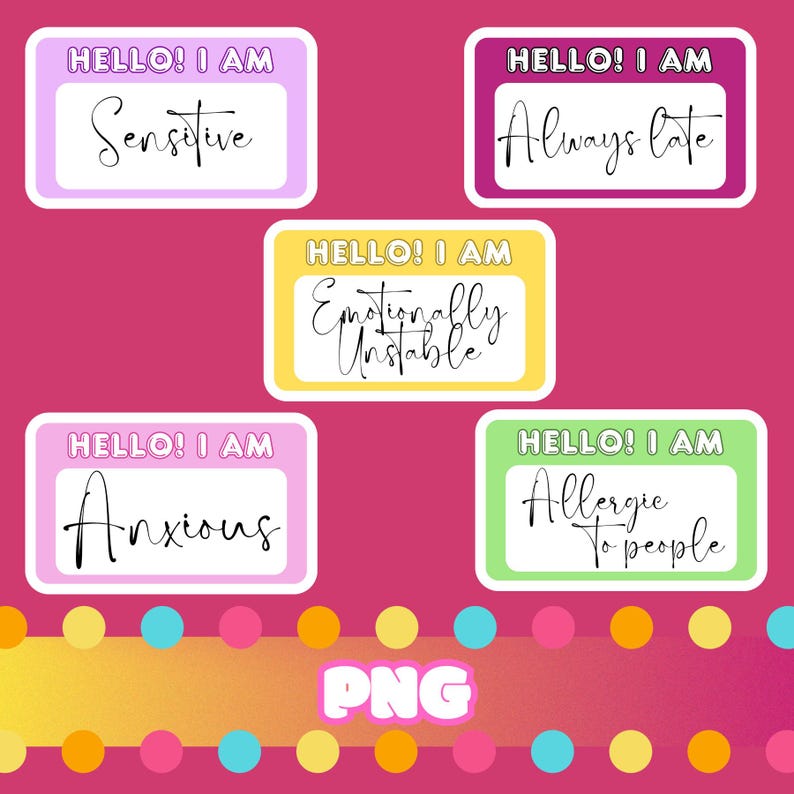 Hello I Am... Humorous Name Tag PNG Digital Download Perfect for ...