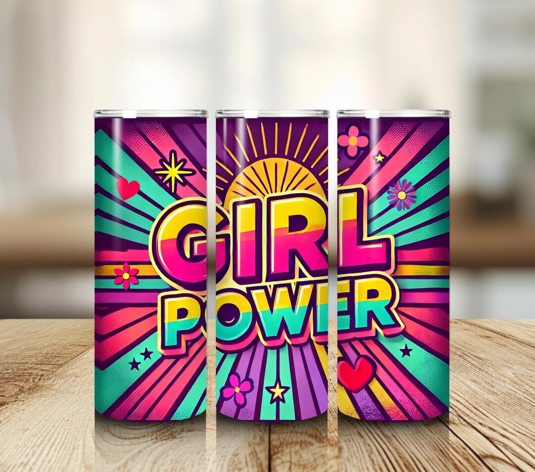 Girl Power Tumbler Wrap | Seamless PNG Sublimation Design (digital ...