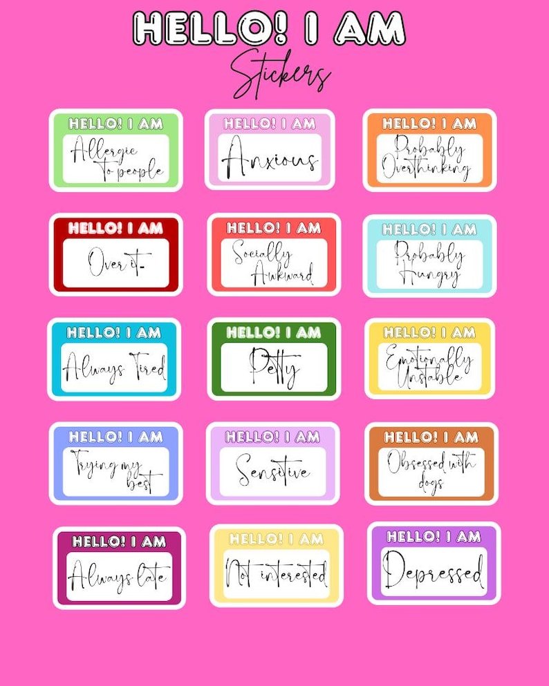 Hello I Am... Humorous Name Tag PNG Digital Download Perfect for ...