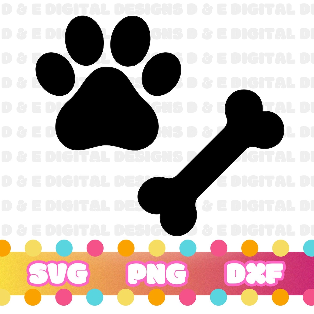 Dog Paw Print & Bone SVG | Digital Download | Cricut, Silhouette ...