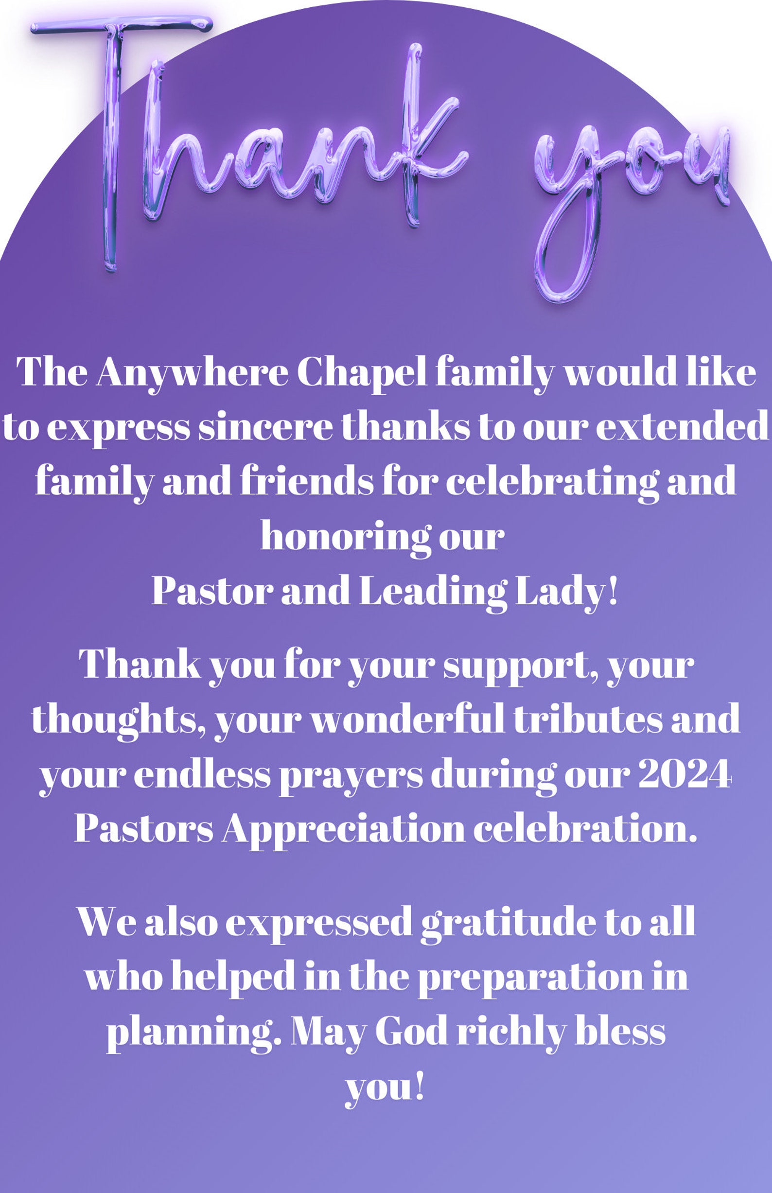Canva Template Pastor Appreciation Program Template, Purple & Silver ...