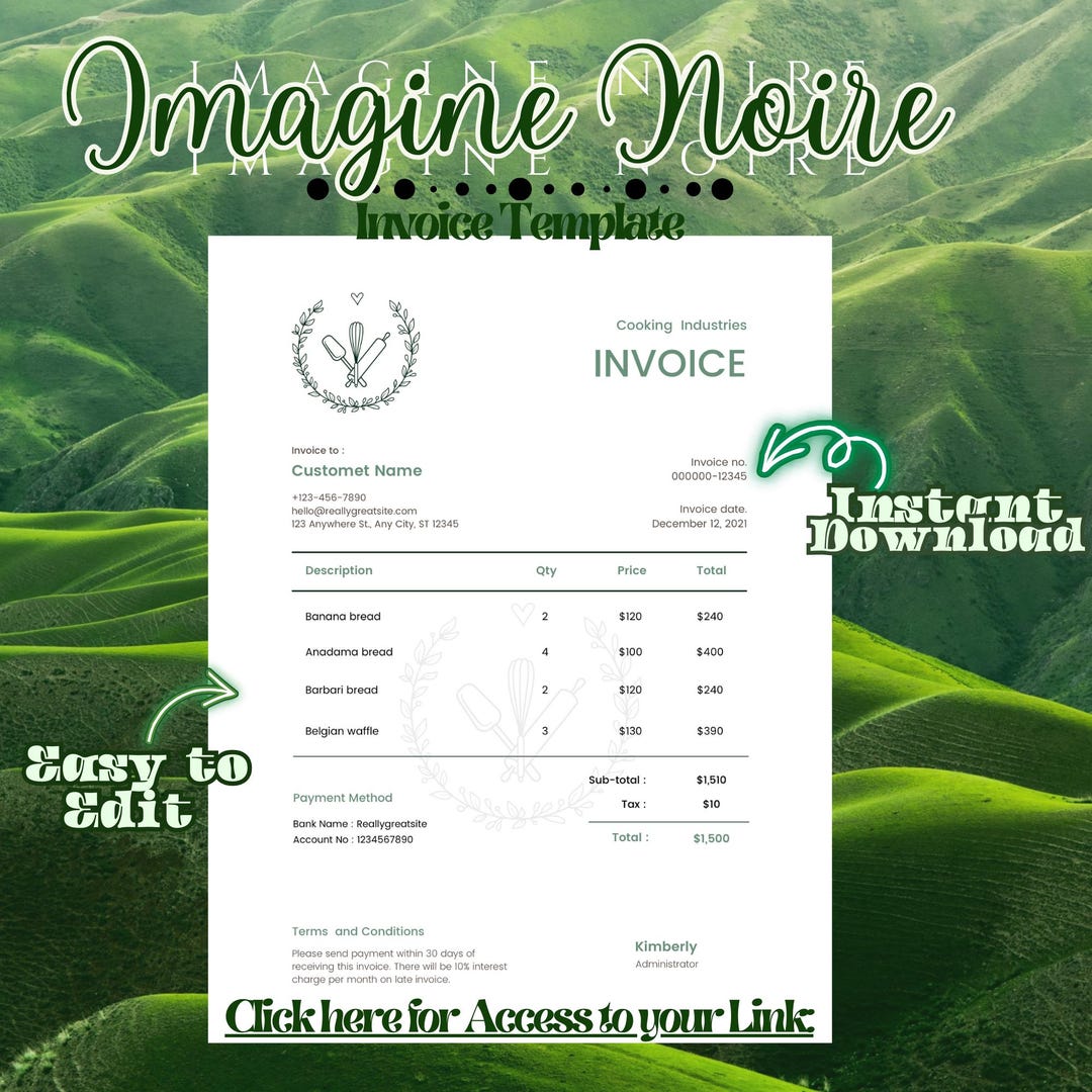Sales Invoice Template, DIY Invoice Template Design, Restaurant ...
