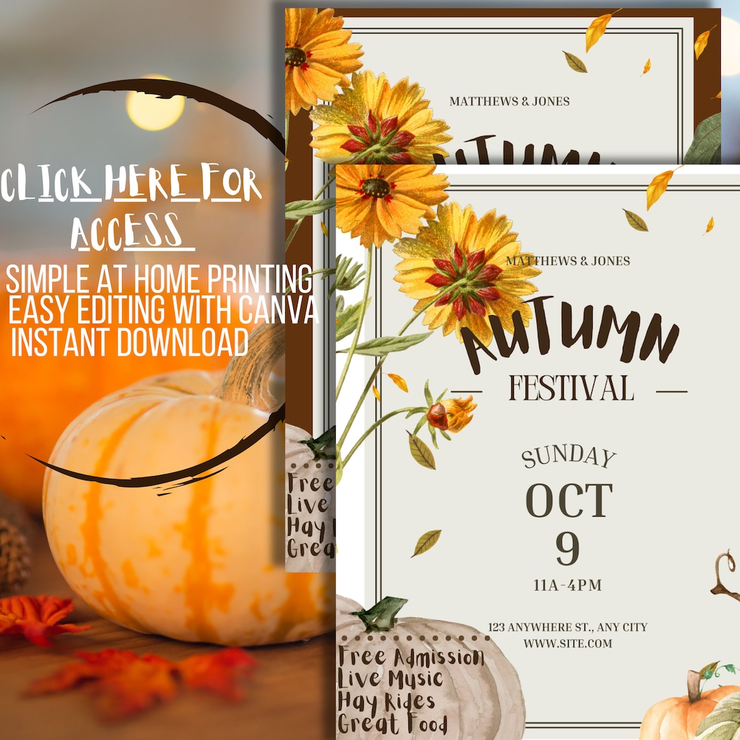 Autumn Fall Flyer Template - Cozy Seasonal Event Promotion - Editable ...