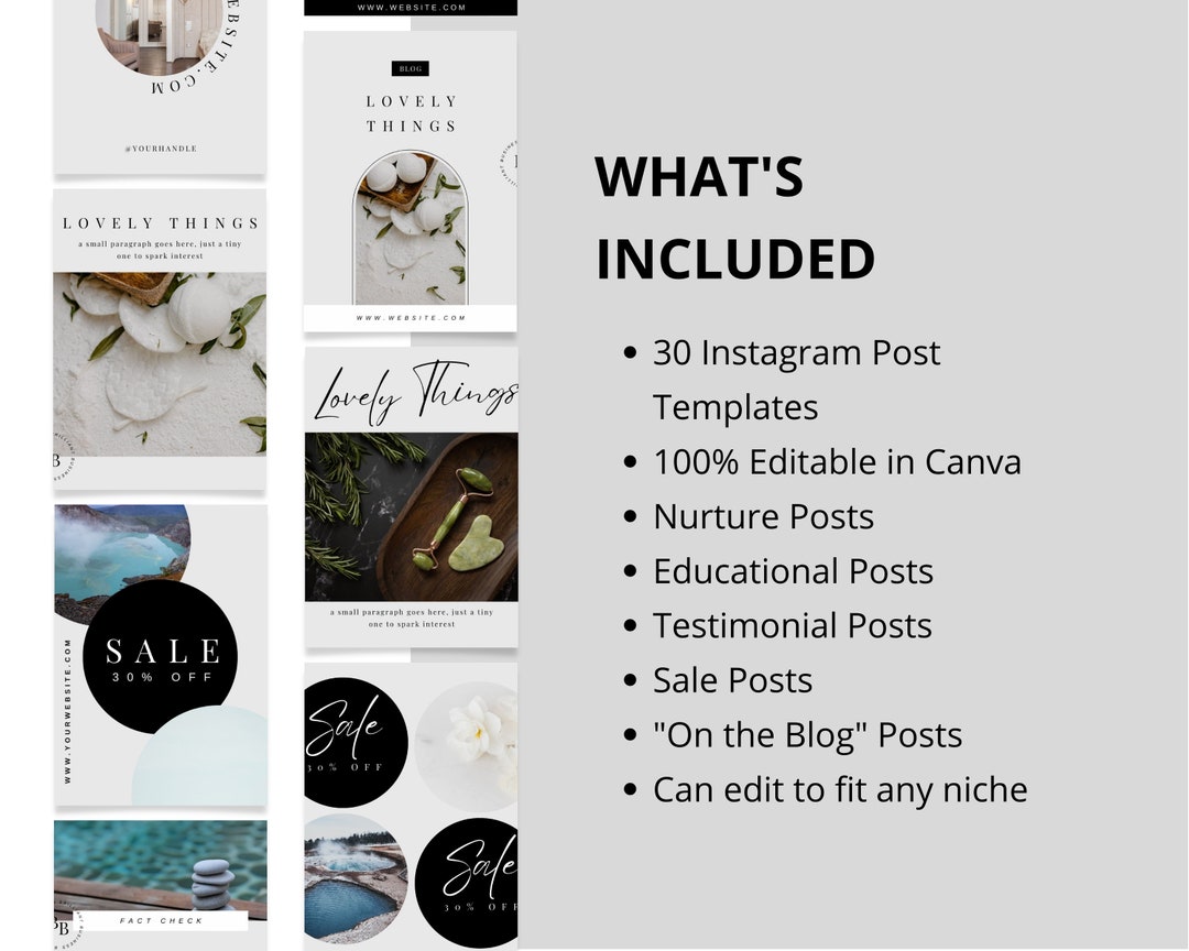 Neutral Instagram Post Templates, Canva Editable, Social Media ...