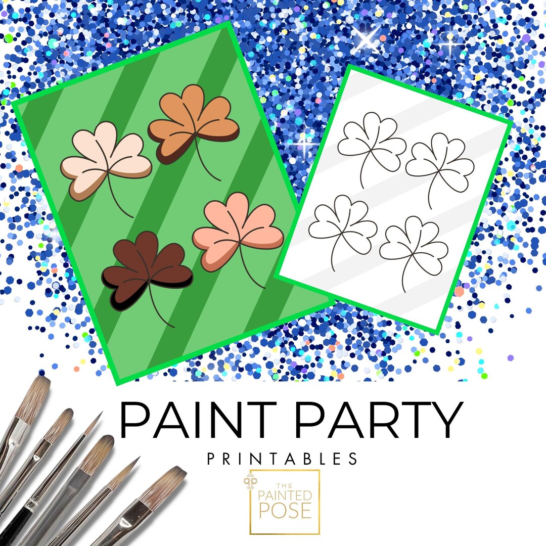 St. Patrick's Day Clover Coloring Page, Paint Party Printable (digital ...