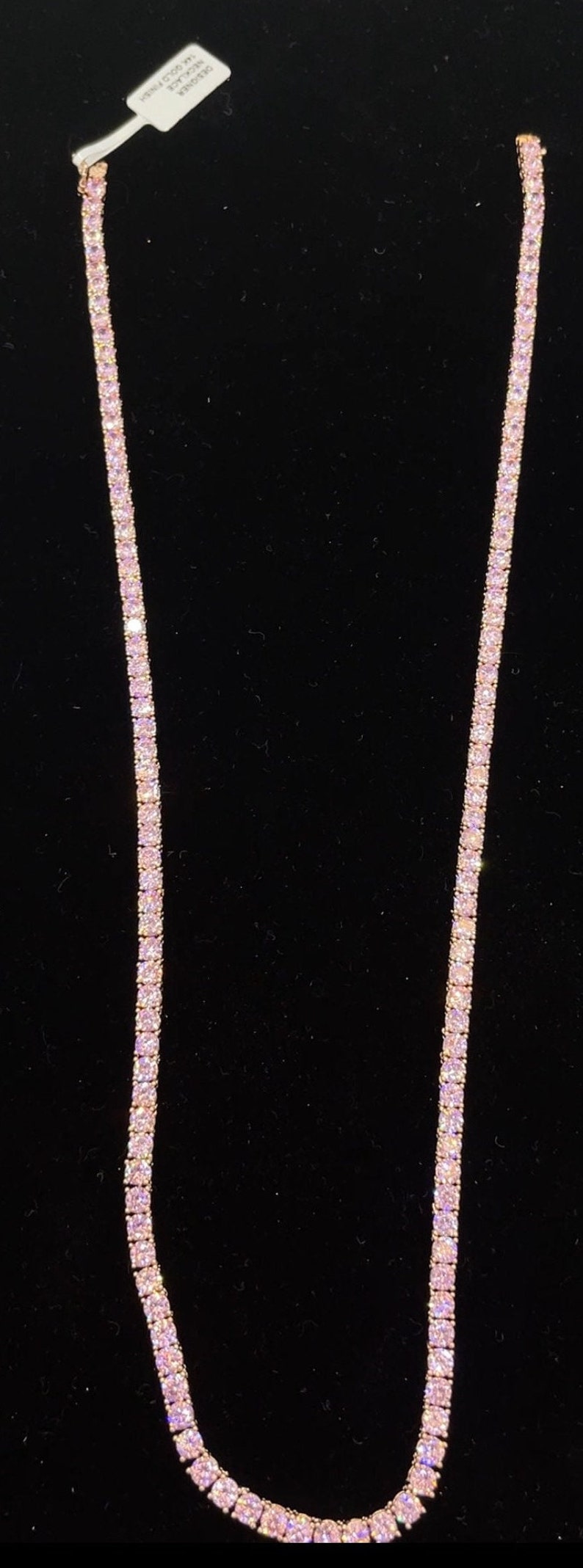 Pink CZ Rose Gold Tennis Chain - Etsy