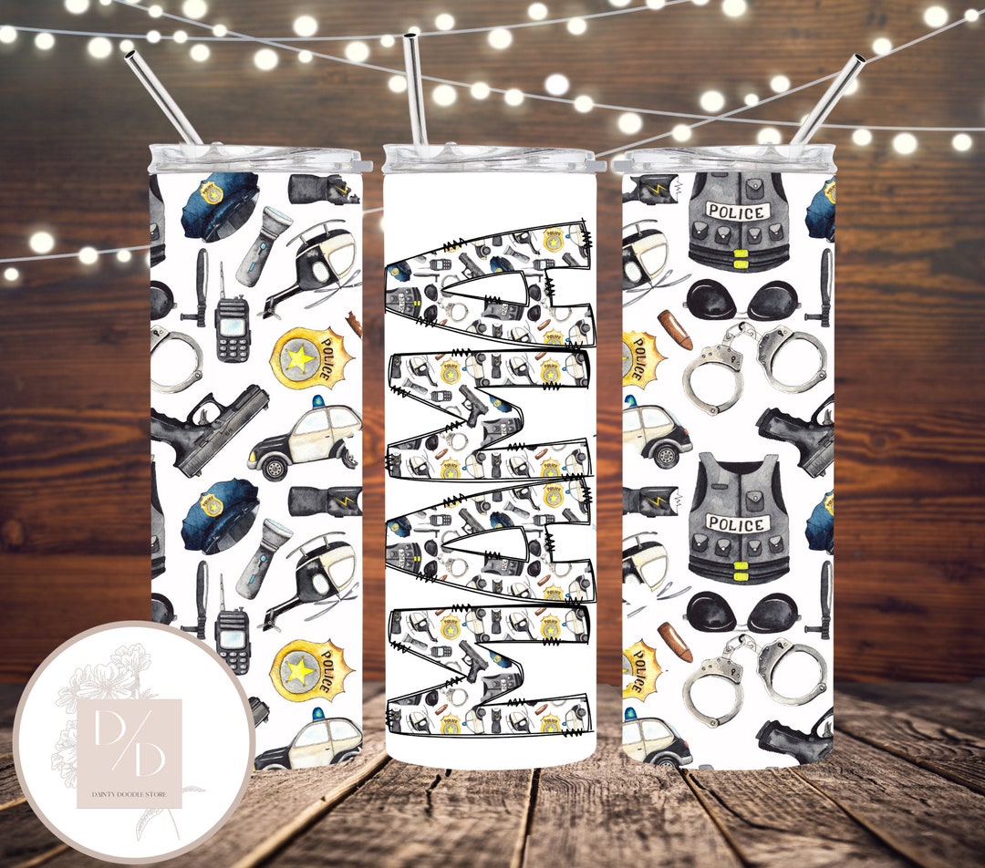 Police Doodle Letters and Tumbler, Hand Drawn Doodle Alpha Bundle ...