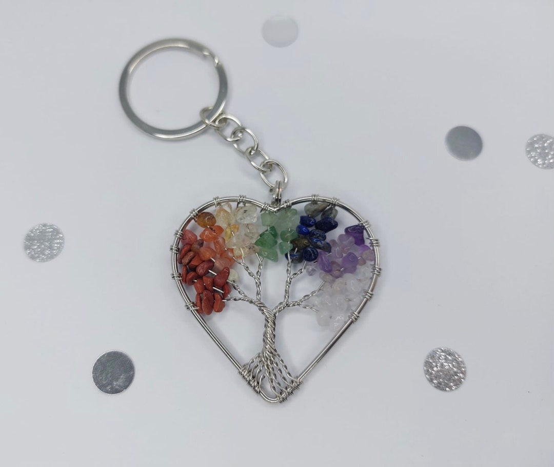 Beautiful Chakra Tree of Life Keyring - Etsy