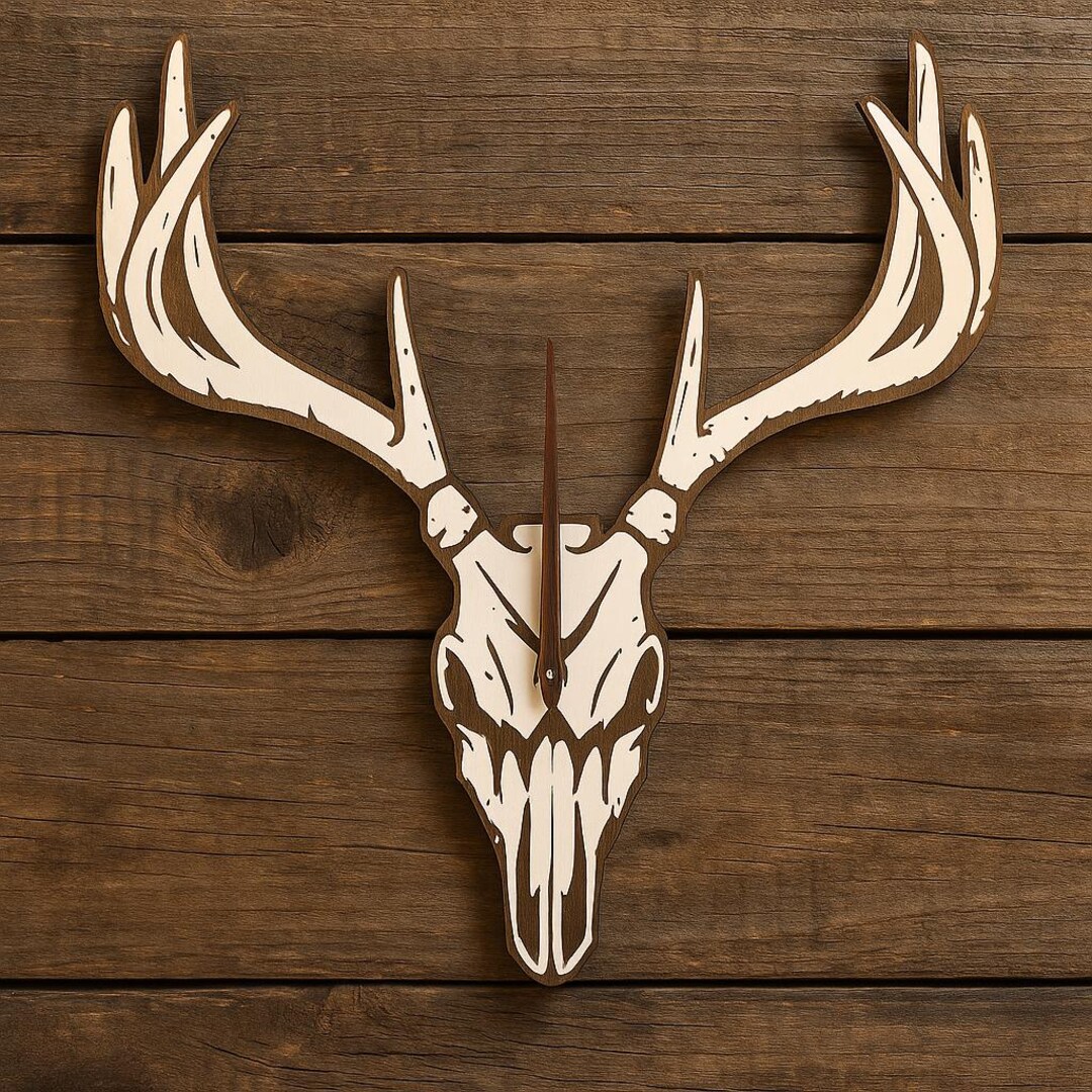 Deer Skull Wall Clock | Laser Cut Wood, Hunting Decor - Etsy