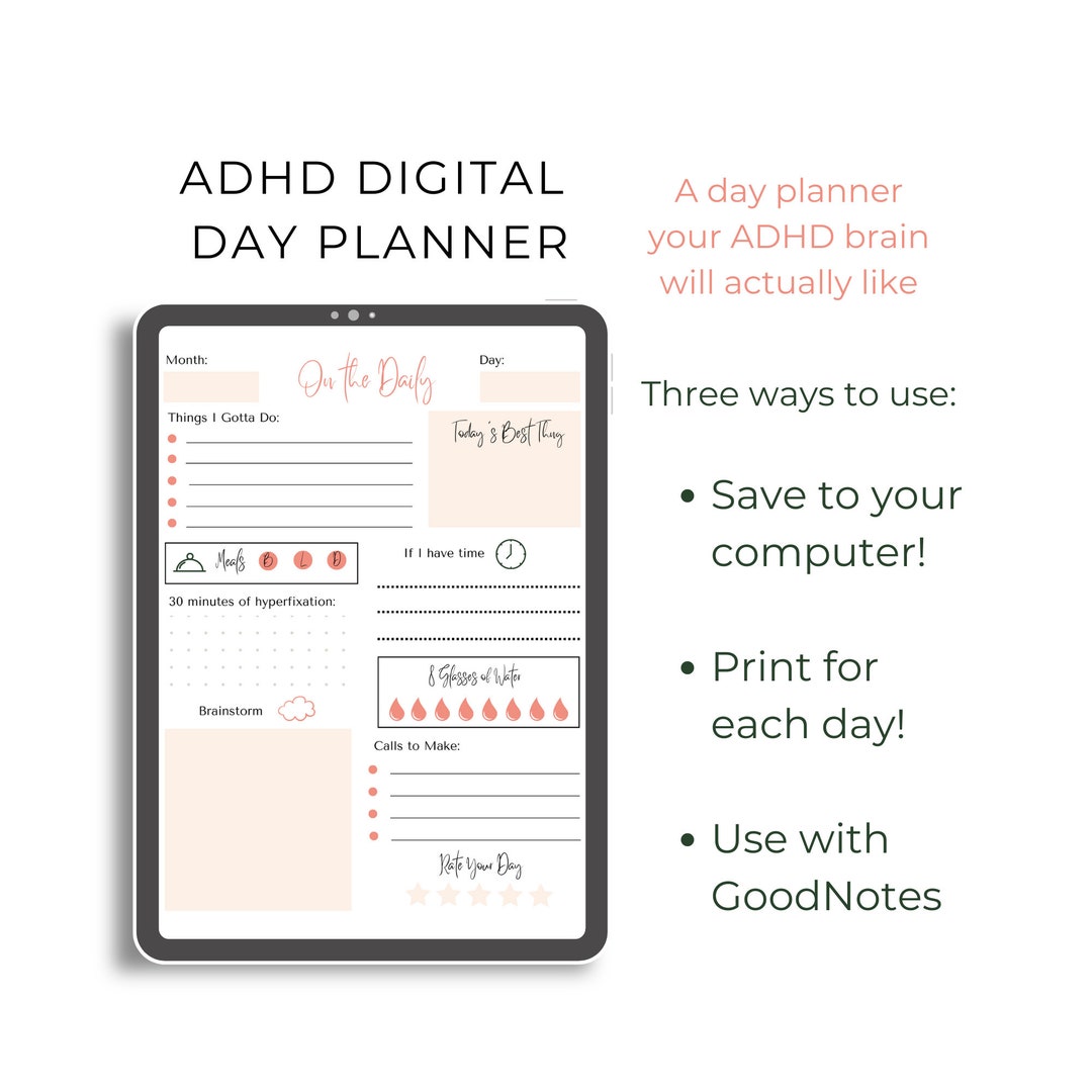 ADHD Daily Planner ADHD Day Planner Organizational Tool - Etsy