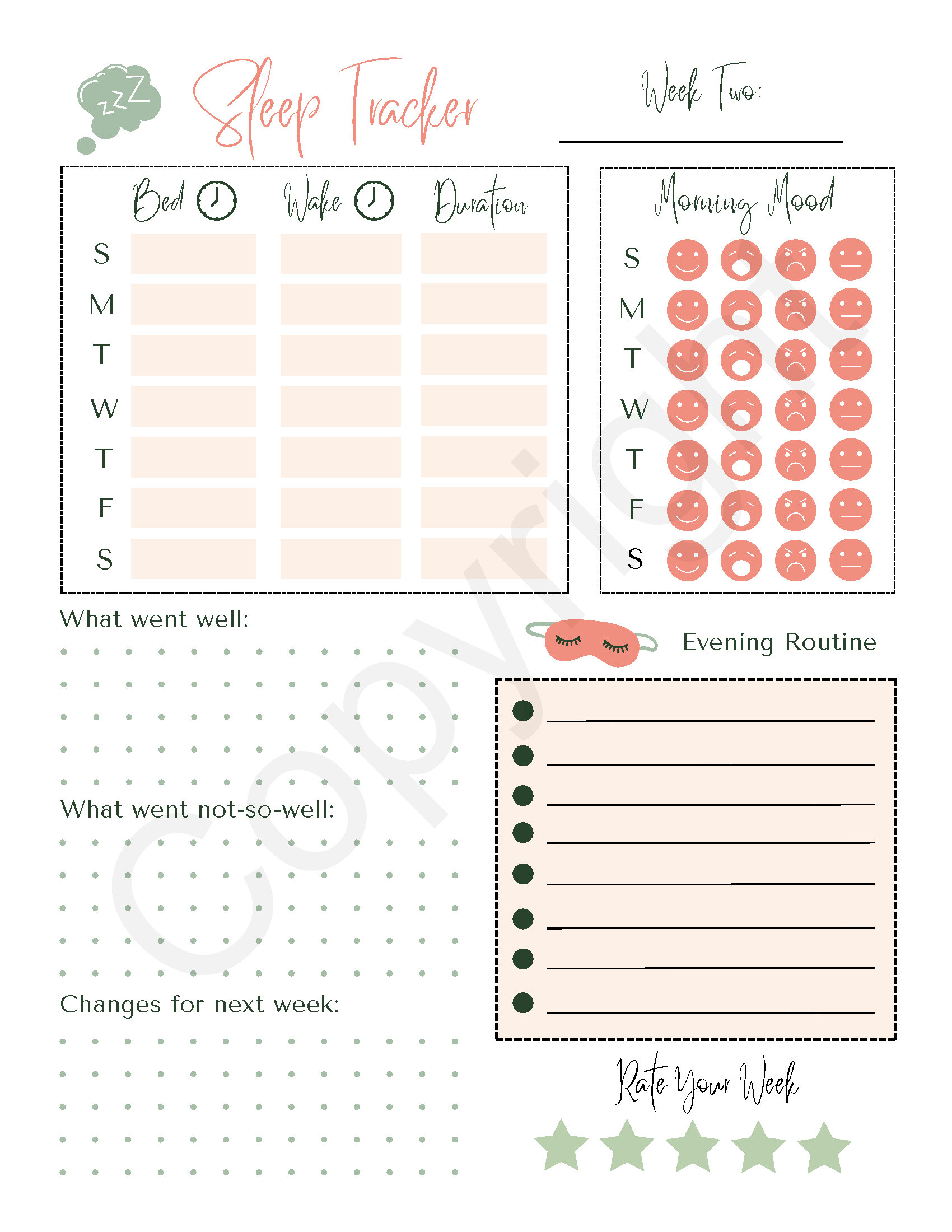 Sleep Tracker, ADHD Sleep Tracker, Organizational Tool, ADHD Digital ...