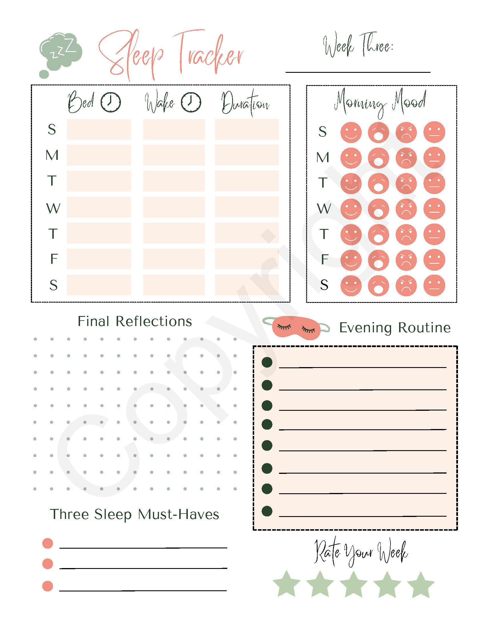 Sleep Tracker, ADHD Sleep Tracker, Organizational Tool, ADHD Digital ...