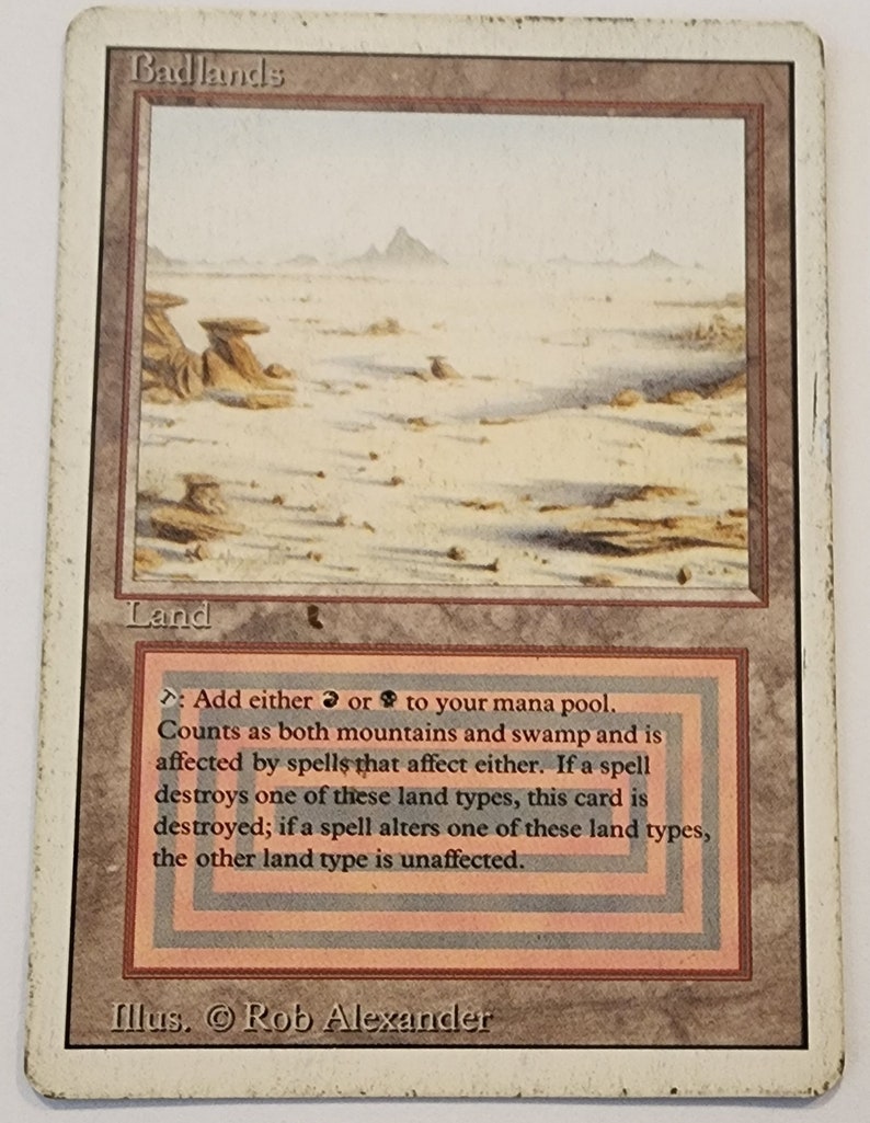 MTG - Magic the Gathering - Revised - Badlands Dual Land - Heavily ...