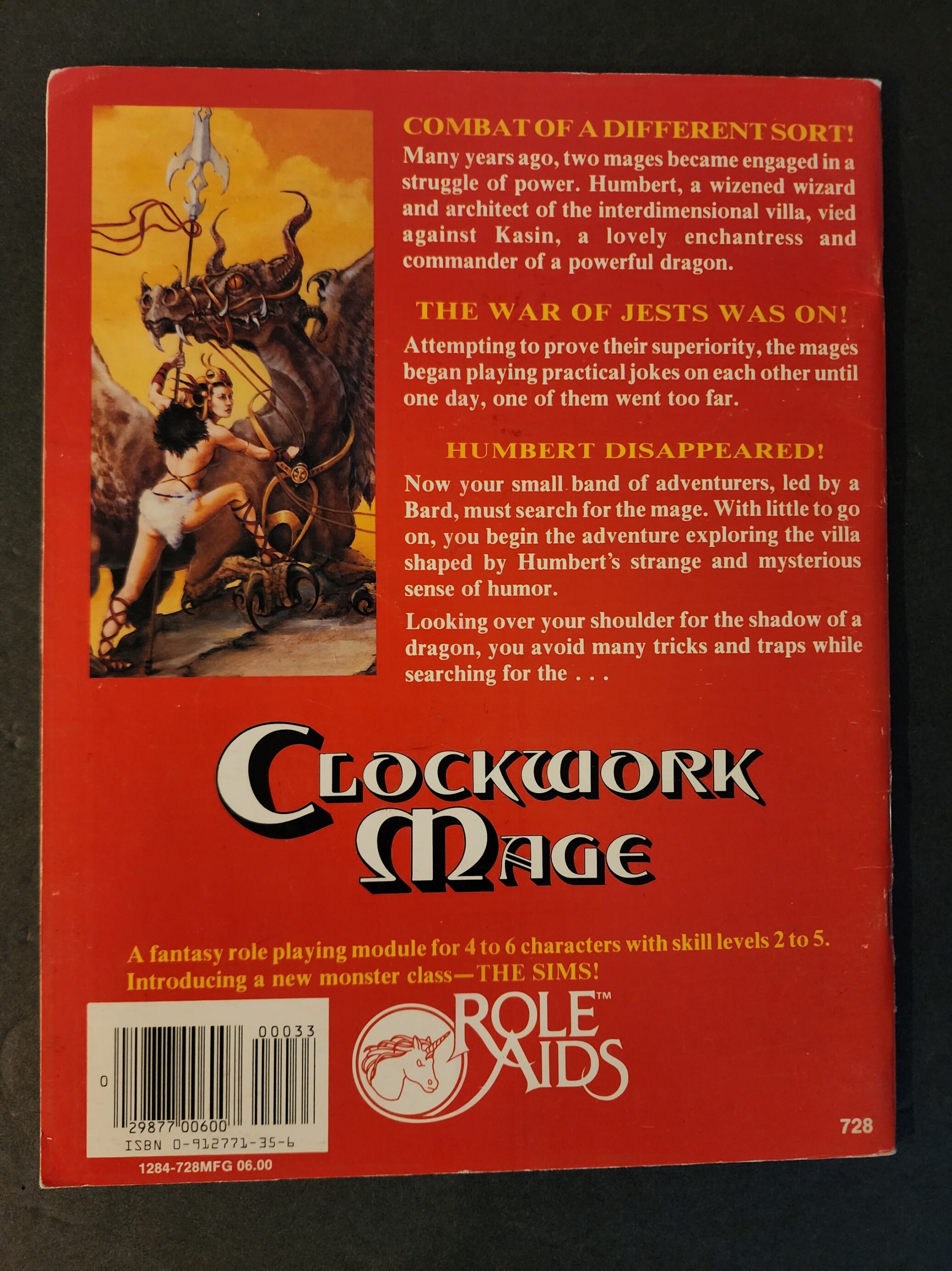 1985 Vintage Mayfair Roleaids CLOCKWORK MAGE - Advanced Dungeons ...