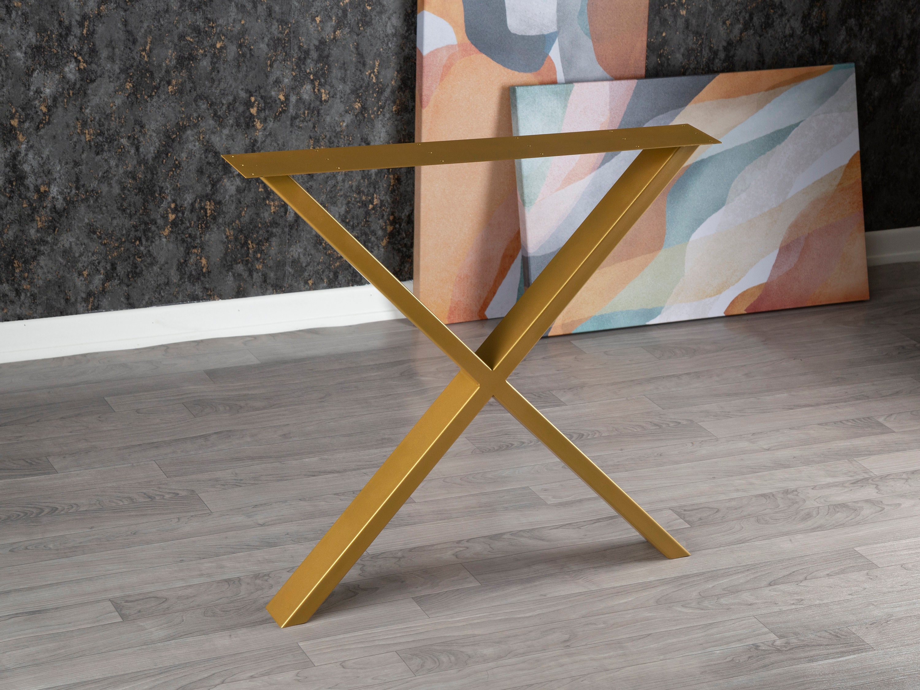 Metal Table Legs SET OF 2 Gold Table Base Metal Dining Table Legs 28x28 ...