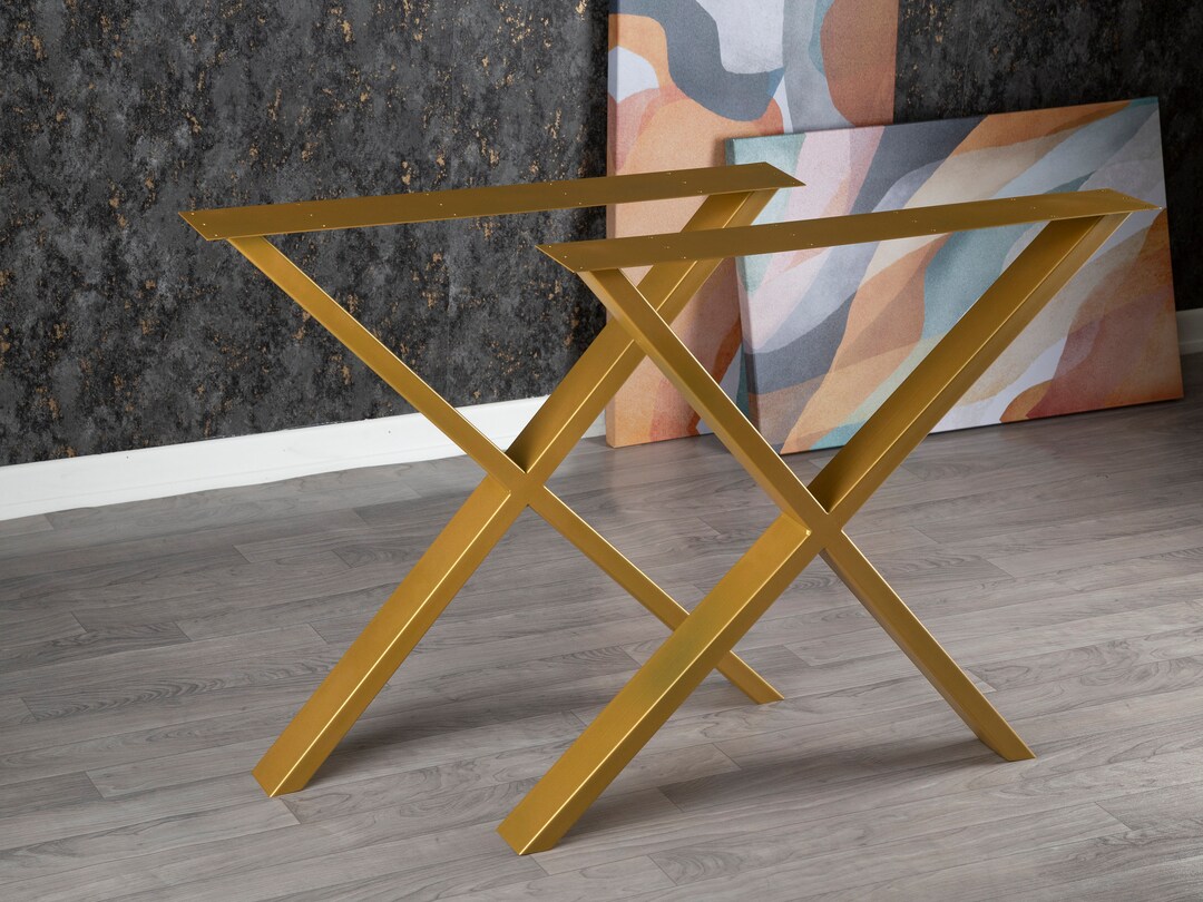 Metal Table Legs SET OF 2 Gold Table Base Metal Dining Table Legs 28x28 Heavy Duty Table Legs ...