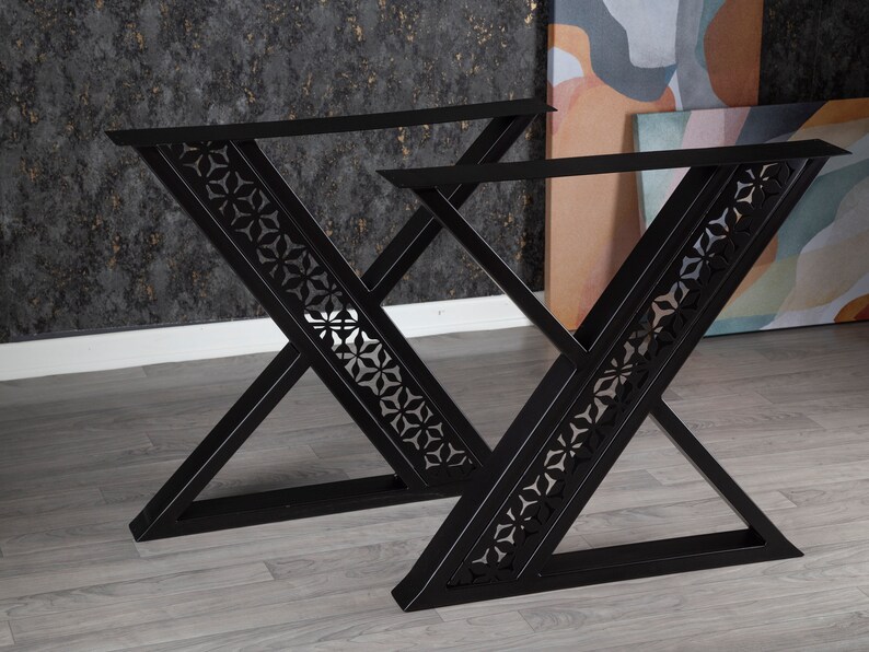 UNIQUE X Metal Table Legs (set of 2) - Metal Laser Cut Special Design ...