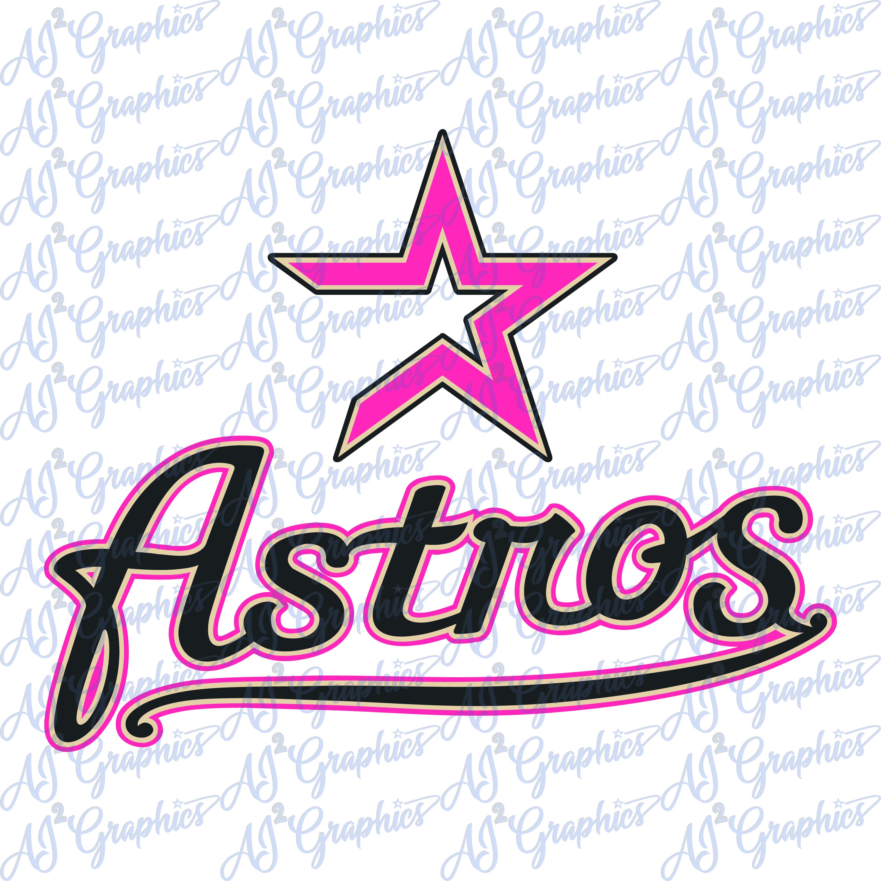 Astros - Black & Pink - Etsy
