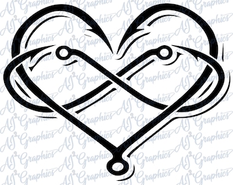 Fishing Hook Heart Instant Digital Download Svg Png Dxf - Etsy