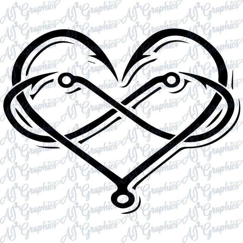 Fishing Hook Heart SVG, PNG, Jpeg - Etsy