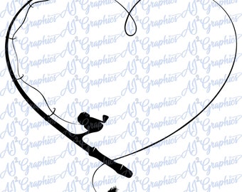 Heart Fishing Rod Clipart / Cutting Files Svg Png Jpg Dxf Digital ...