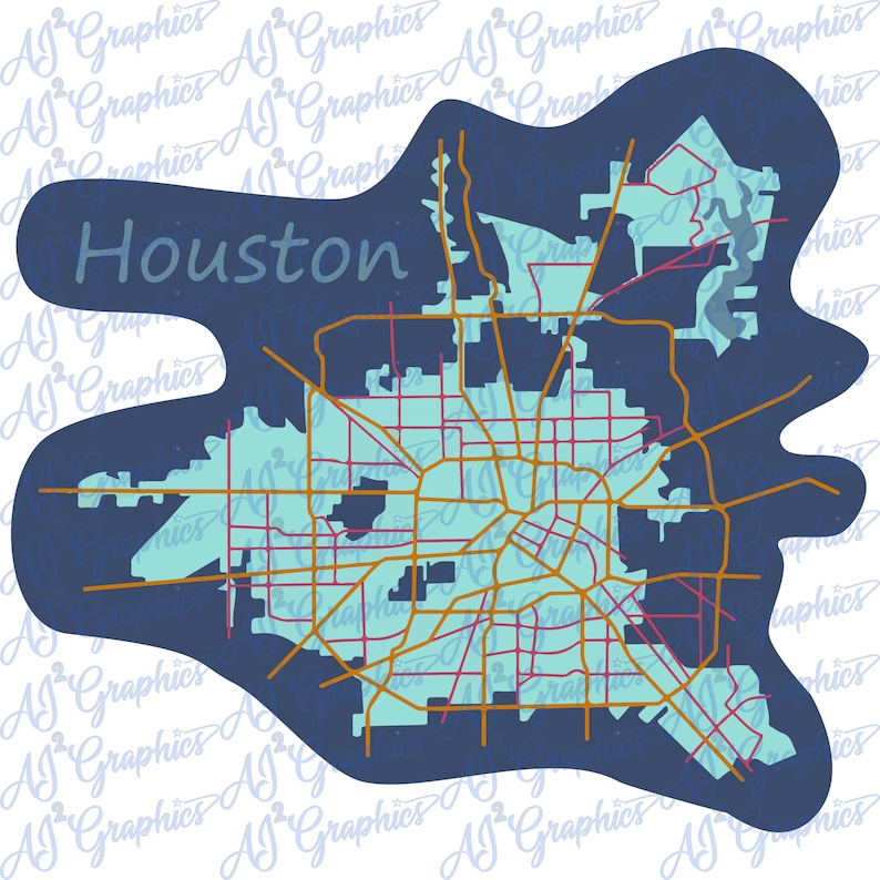 Houston Road Map SVG, PNG, Jpeg - Etsy