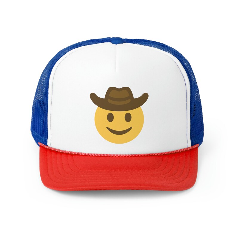 Western Cowboy Smiley Face Emoji Trucker Hat | Graphic Western Cowgirl ...
