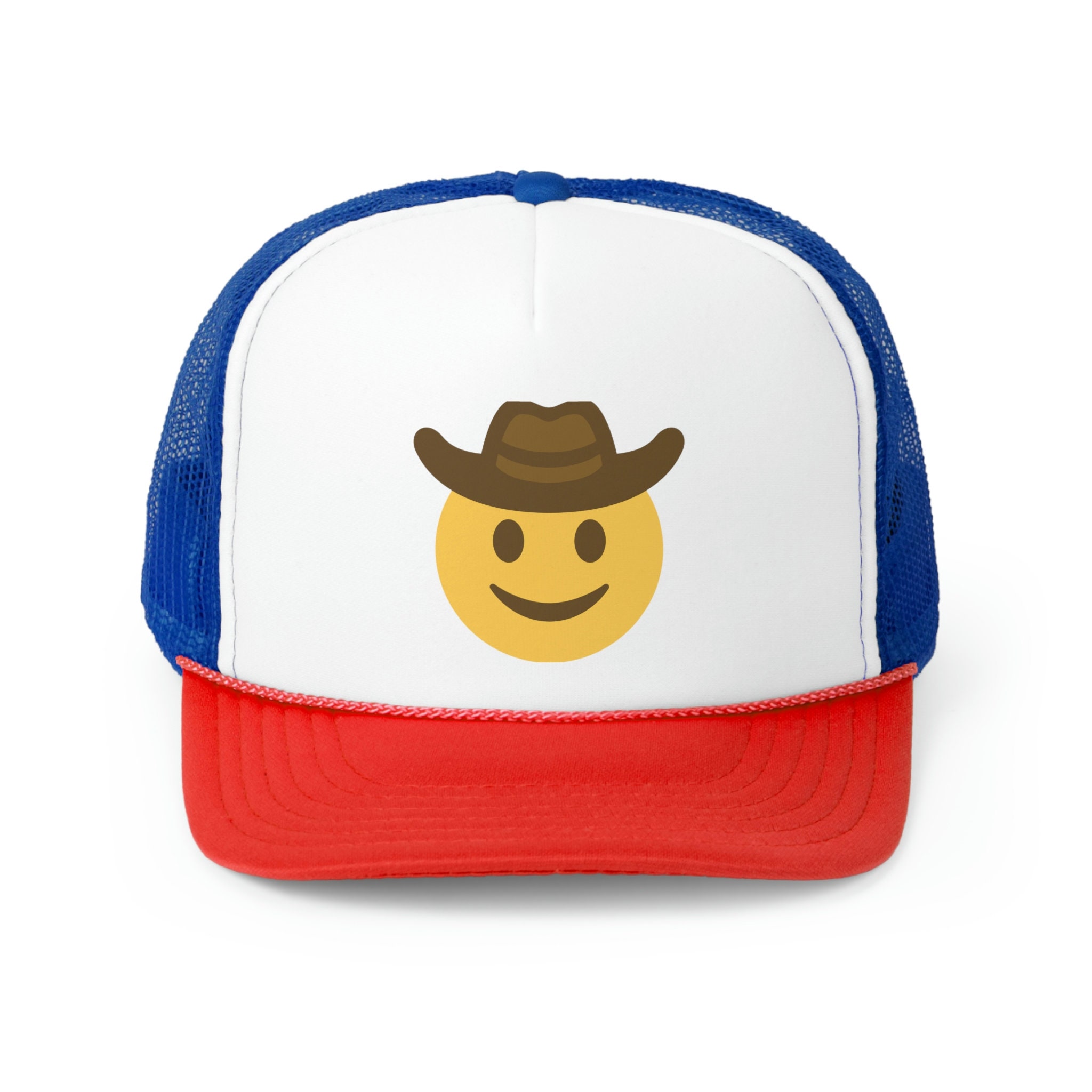 Western Cowboy Smiley Face Emoji Trucker Hat | Graphic Western Cowgirl ...