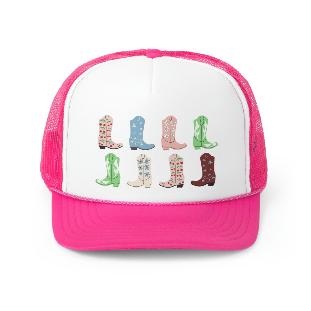 Cowboy Boot Trucker Hat Graphic Western Country Cowboy Boots Cap Trendy ...