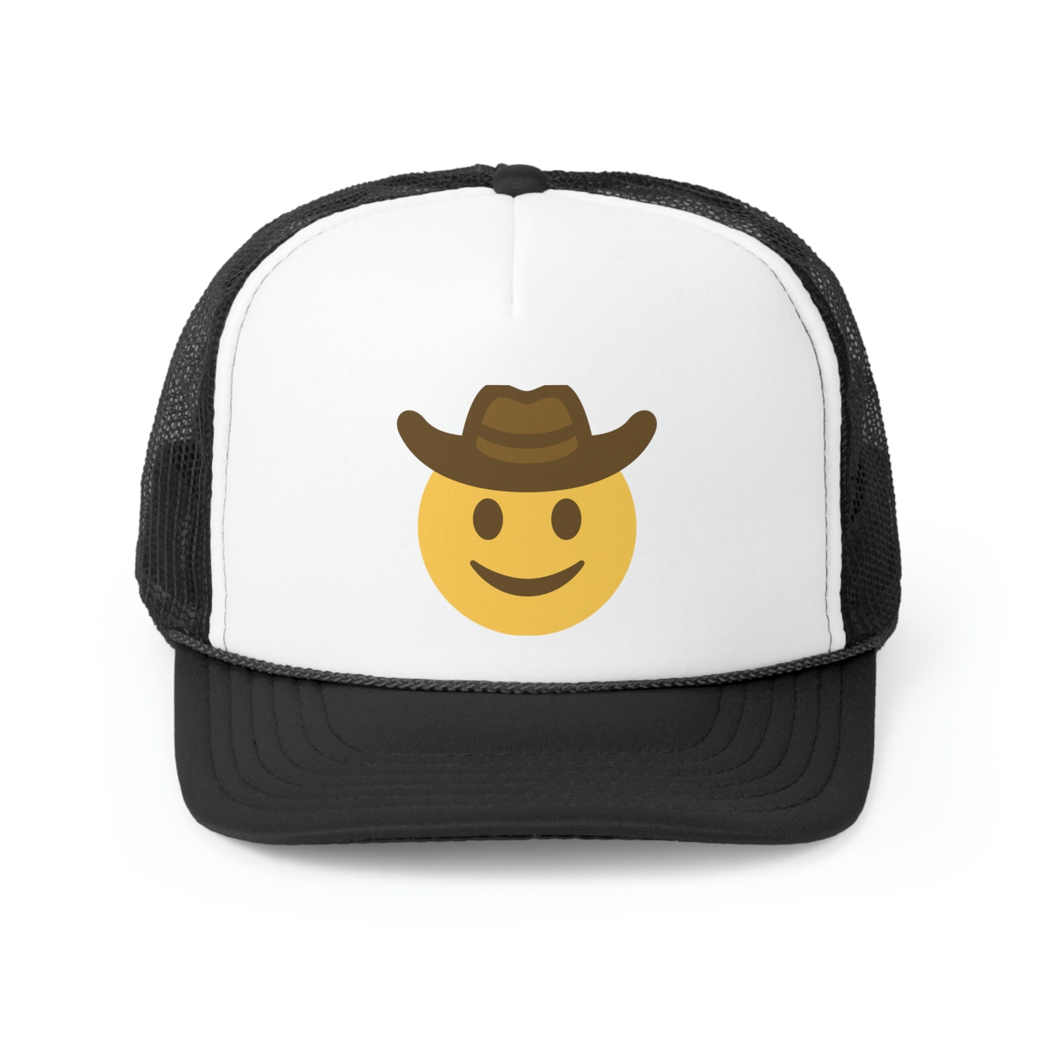 Western Cowboy Smiley Face Emoji Trucker Hat | Graphic Western Cowgirl ...