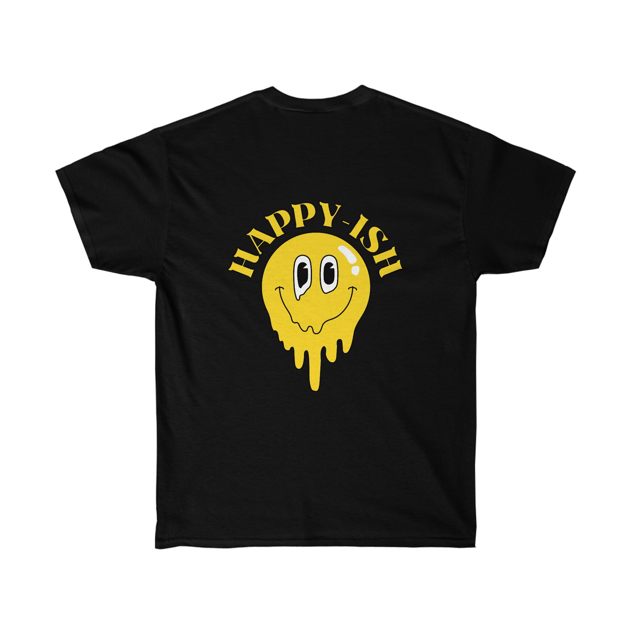 Happy-ish Smiley Face Drip Graphic T-shirt | Yellow Happy Face Tee ...