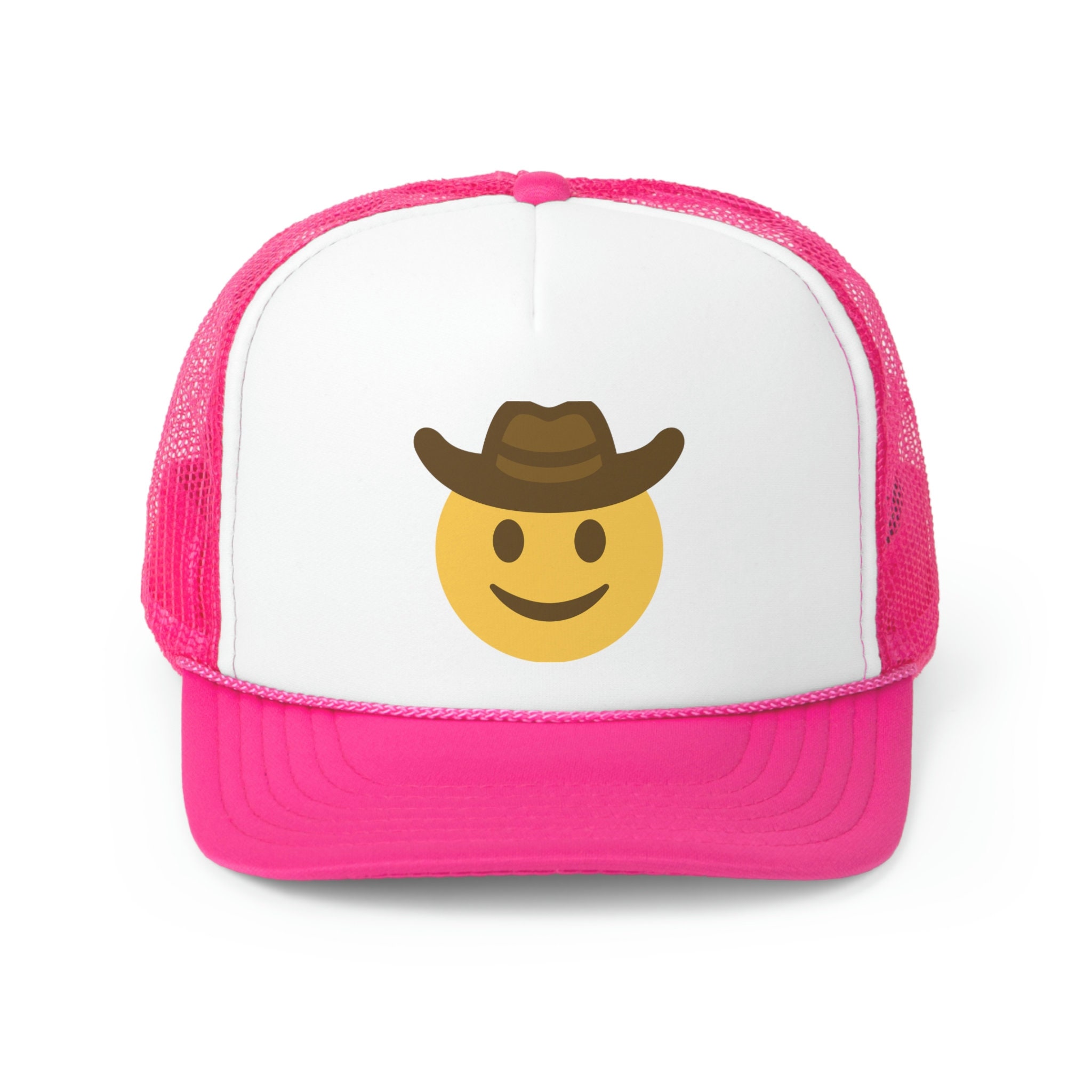 Western Cowboy Smiley Face Emoji Trucker Hat Graphic Western Cowgirl ...