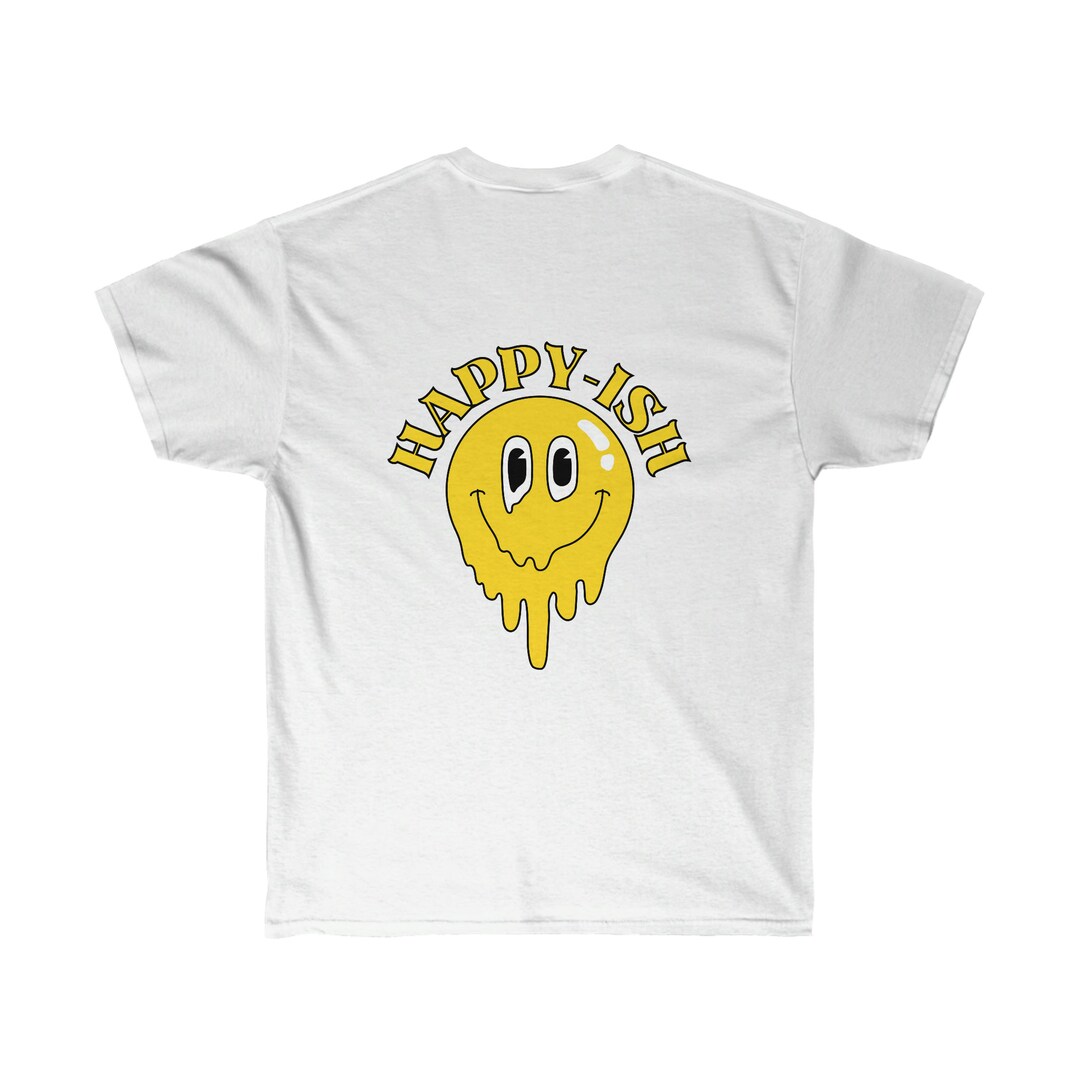 Happy-ish Smiley Face Drip Graphic T-shirt | Yellow Happy Face Tee ...