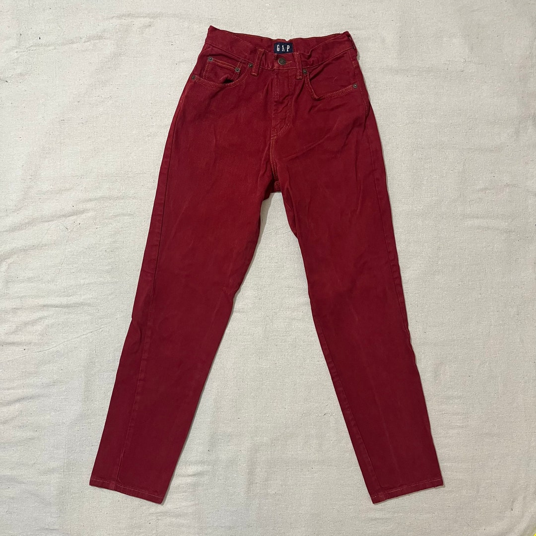 Vintage 90s GAP Overdyed Denim Jeans Pants Red Size 2 Long 24x22 - Etsy