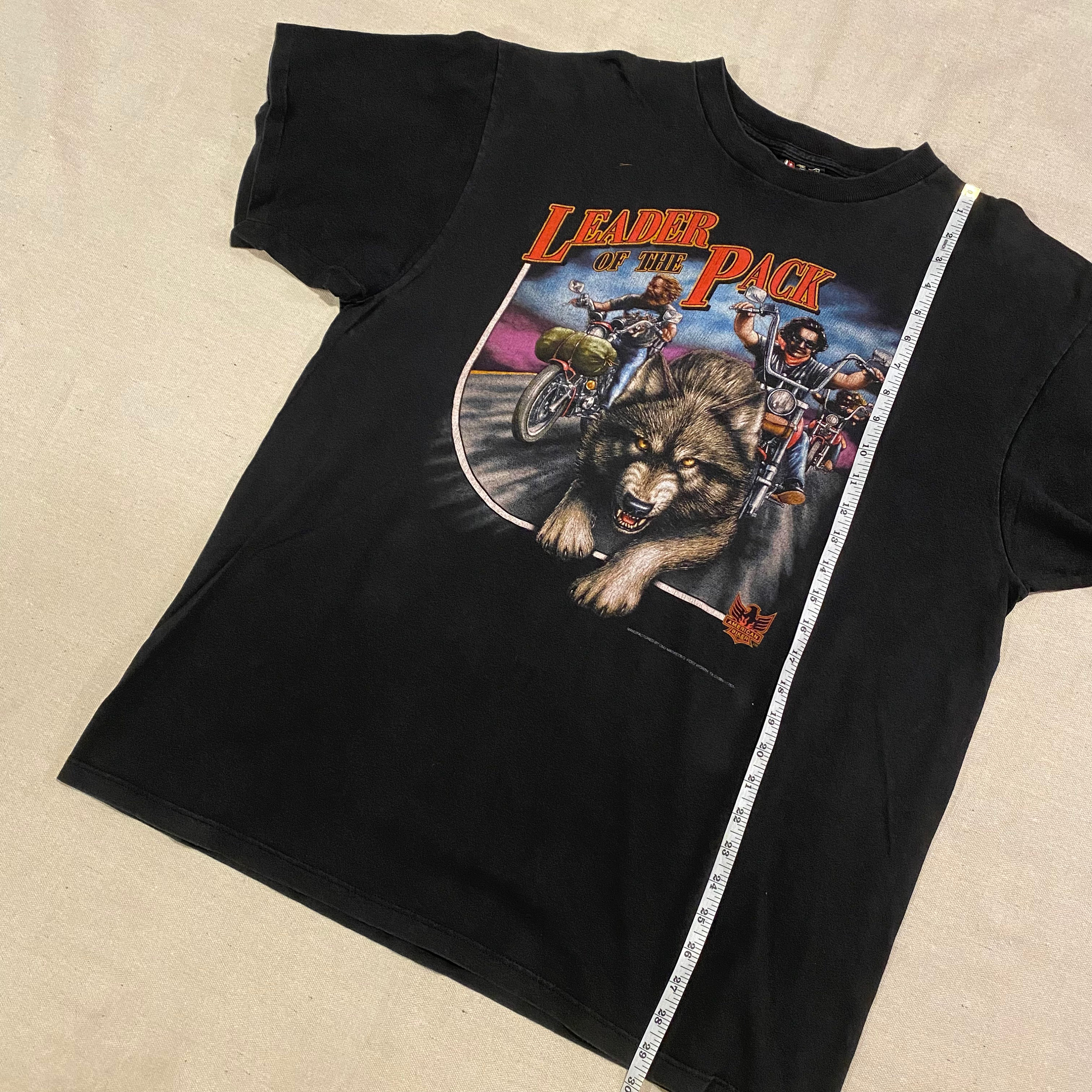 Vintage 3D Emblem Leader of the Pack Wolf Graphic T Shirt Black XL - Etsy