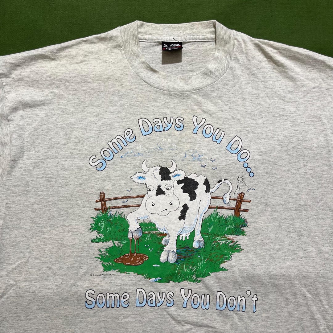 Vintage 90s Cow Poo Graphic T-shirt: Funny Farm Animal Tee, Gray XL - Etsy