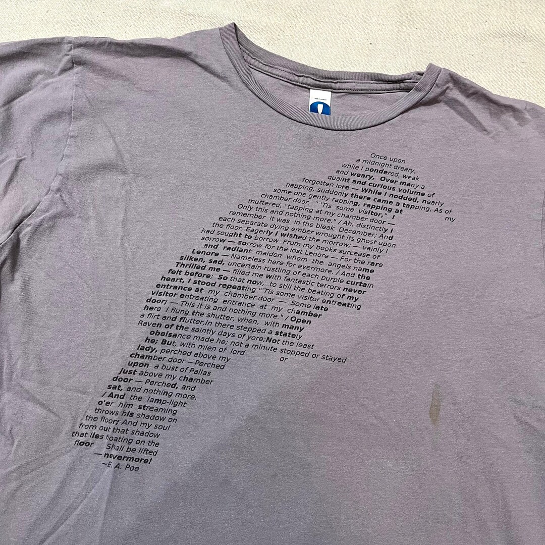 Vintage 00s Y2K Edgar Allen Poe the Raven Poem Poetry Graphic T-shirt ...