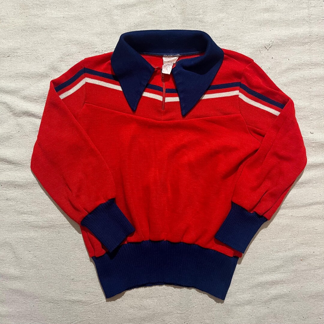 Vintage 70s Striped Track Top: Red, Blue & White Pullover (size 3T?) - Etsy