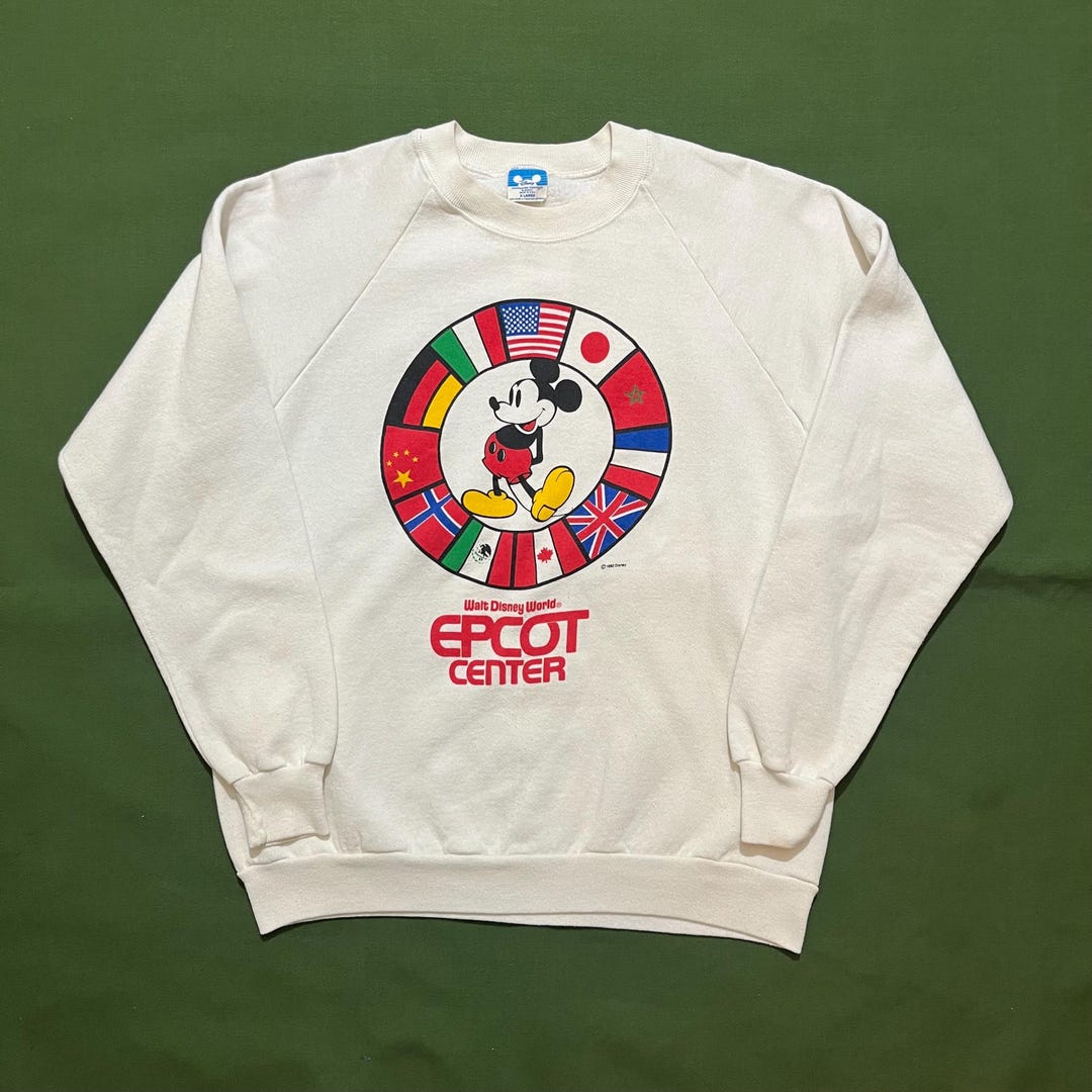 Vintage 80s Disneyland Mickey Mouse Epcot Crewneck Sweatshirt White XL ...